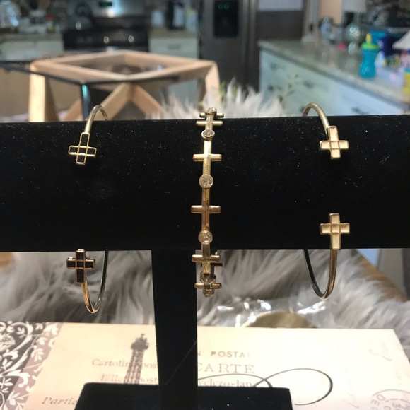 Jewelry | Set Of 3 Cross Bangles | Poshmark